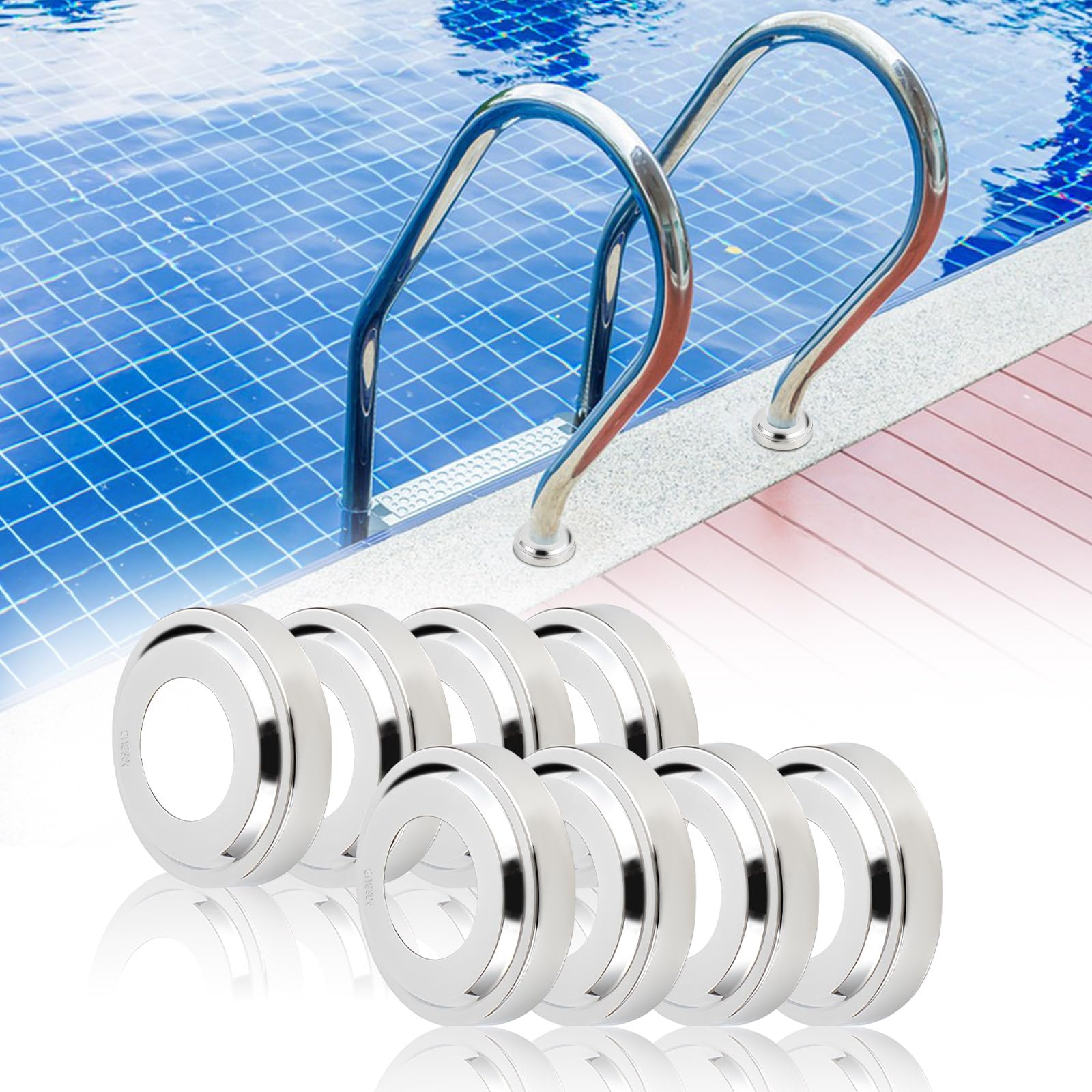 DANHMAO 8Pack Pool Ladder Escutcheon Stainless Pool Ladder Escutcheon ...
