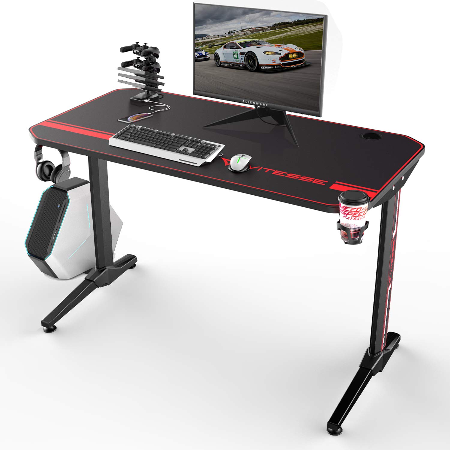 Vitesse 44 inch Gaming Desk Racing Style Computer Desk with Free Mouse ...