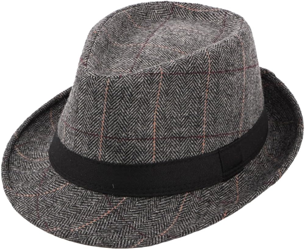 Sombreros Fedora Jazz Trilby Hombre Mujer Fieltro Tartán Sombrero de ...