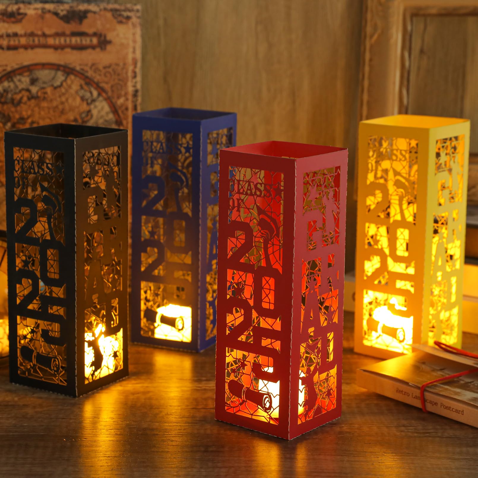 8Pcs Graduation Table Centerpieces 2025 Lantern Boxes with LED Lights ...