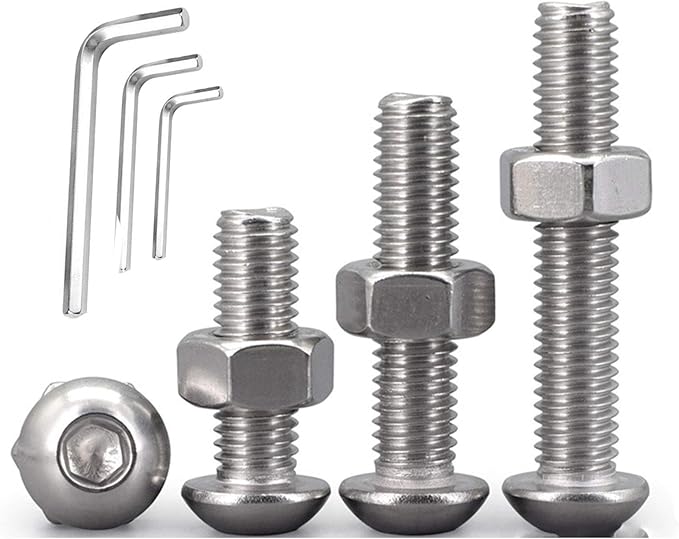 500 pcs Boulon Inox, M3 M4 M5 en Bouton à Tête Hexagonale Socket Vis, avec écrous Assortiment ...