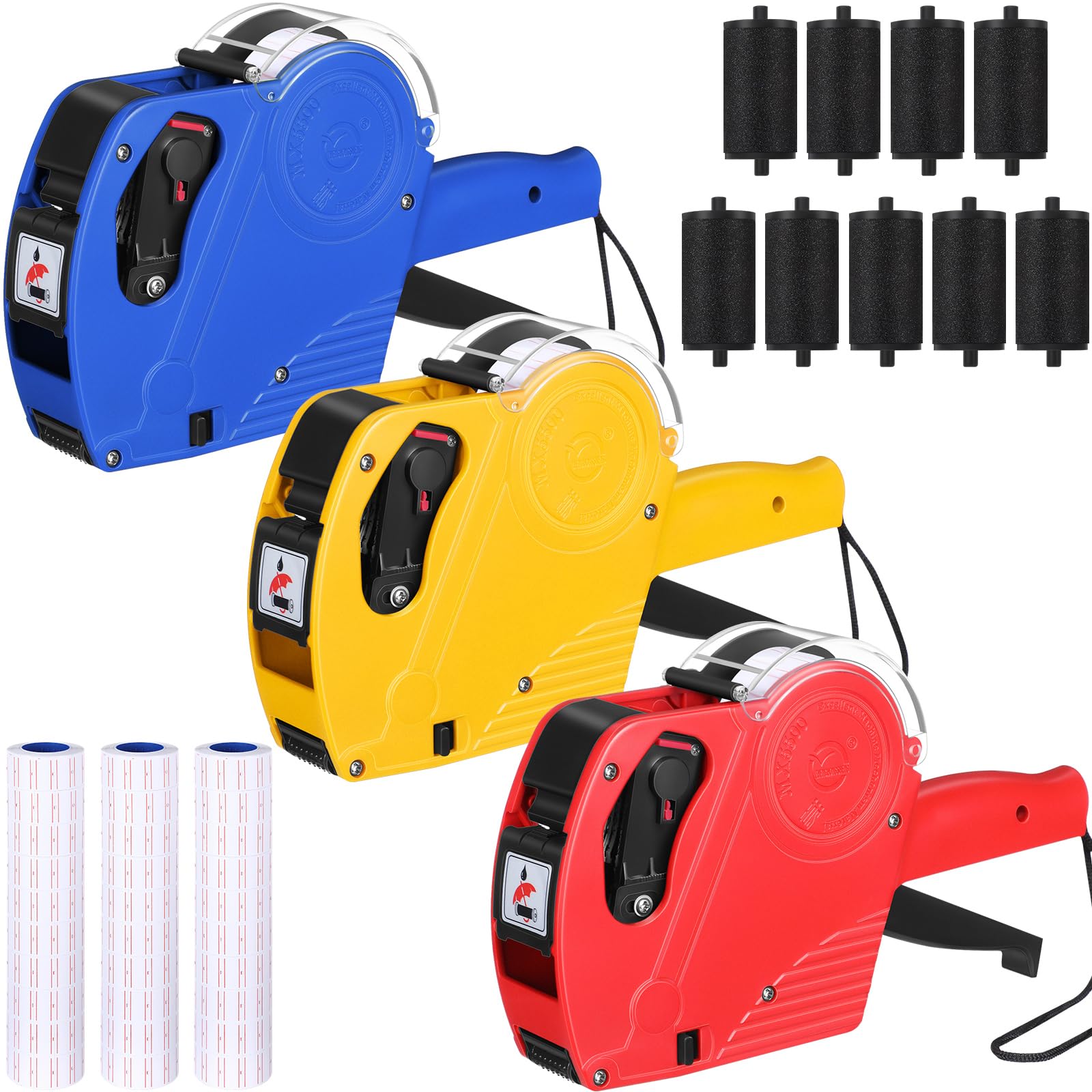 Dunzoom 3 Pack 8 Digits Price Tag Gun Label Pricing Gun Kit with 12000 ...