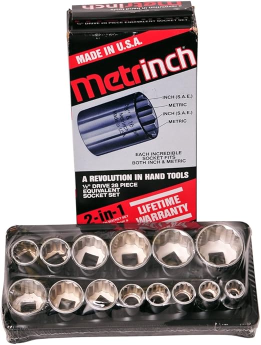 Amazon.com: Original Metrinch USA 14pc 1/2 Drive 12 Point Socket Set ...