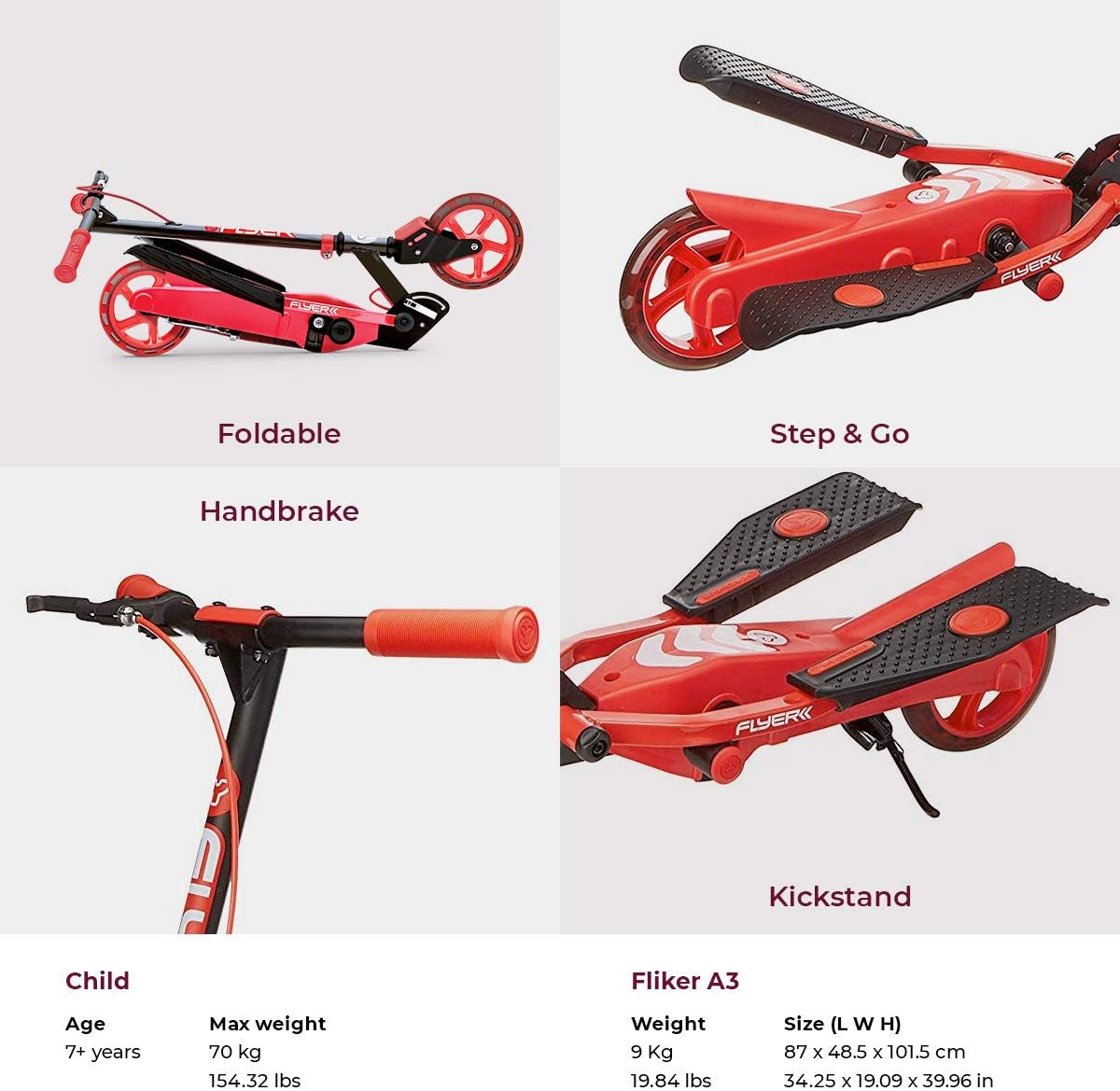 Yvolution Y Flyer Kids Pedaling Stepper Scooter – Suitable for Ages 7 ...