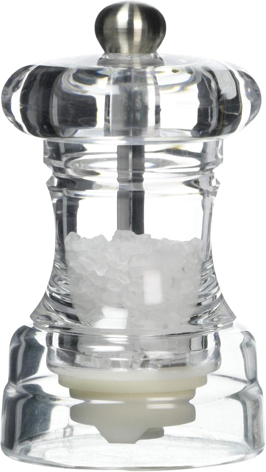 T&G Classic Capstan Clear Acrylic Salt Mill with Satin Finish Knob, 10 ...