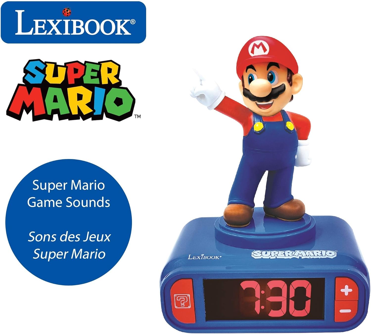 LEXIBOOK Nintendo Super Mario Digital Alarm Clock for Kids-Snooze ...
