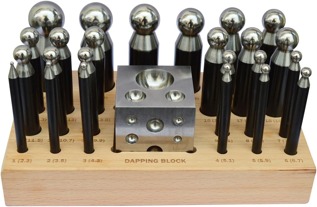 Amazon.com: JSP Dapping Block & Punch Set on Wooden Stand, 24 Piece ...