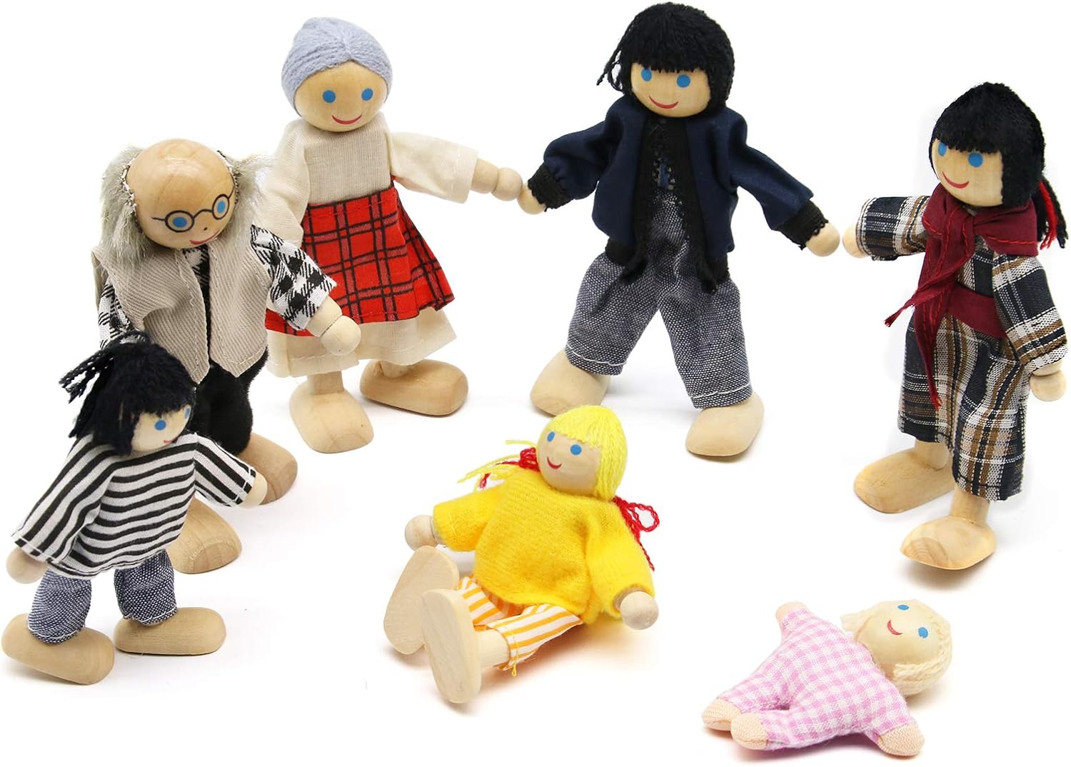 Wooden Dolls House Family Dolls People Figures, Lovely Happy Family ...