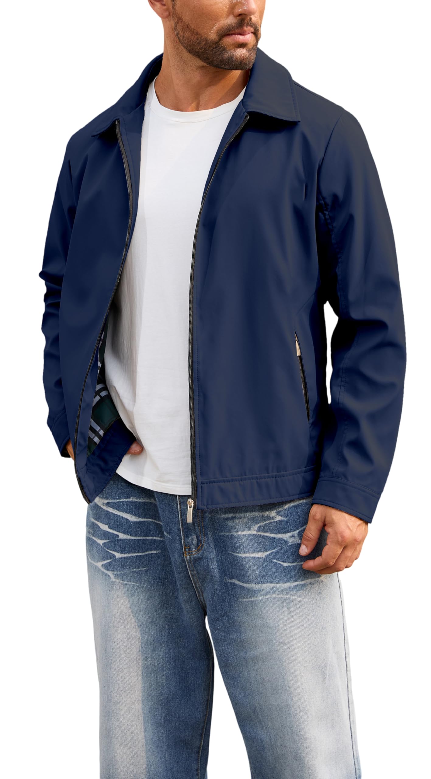 QTE Lightweight Jackets for Men Casual Windbreaker Stylish Light Fall ...