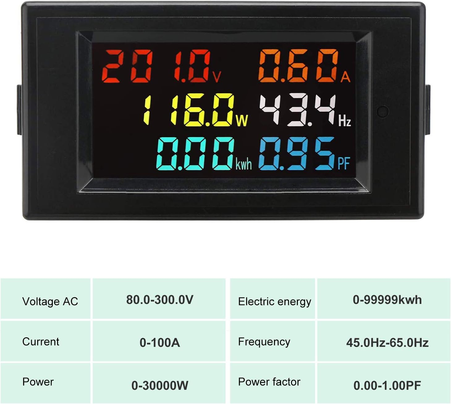 ZHITING AC Display Meter, 80-300V 100A Voltage Current Power Factor ...