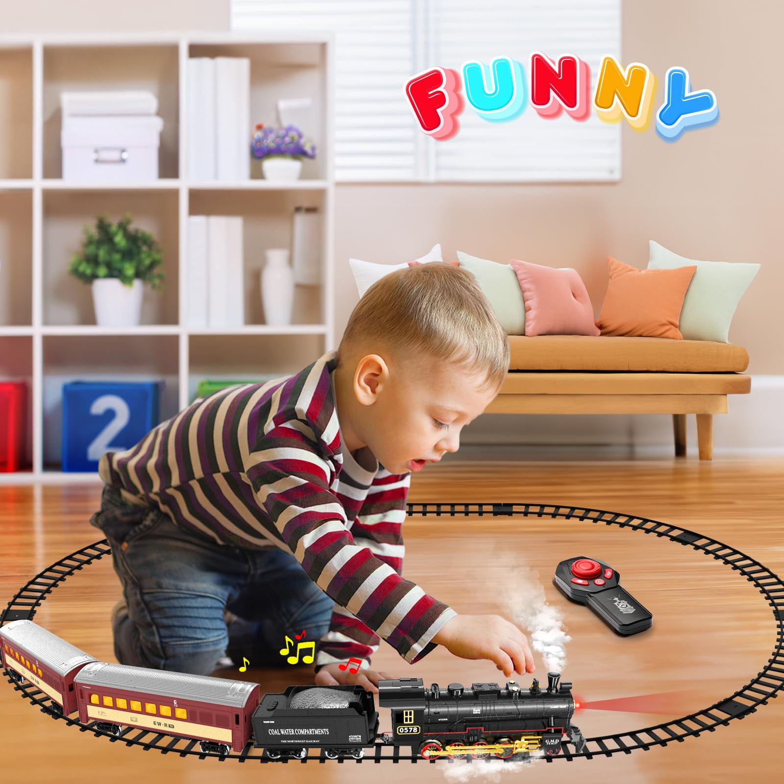 Mua Train Set for Boys,RC Train Sets w/Steam Locomotive,Light Passenger ...