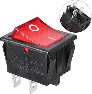uxcell Red Light Illuminated DPST ON/OFF Snap In Rocker Switch 16A 250V ...