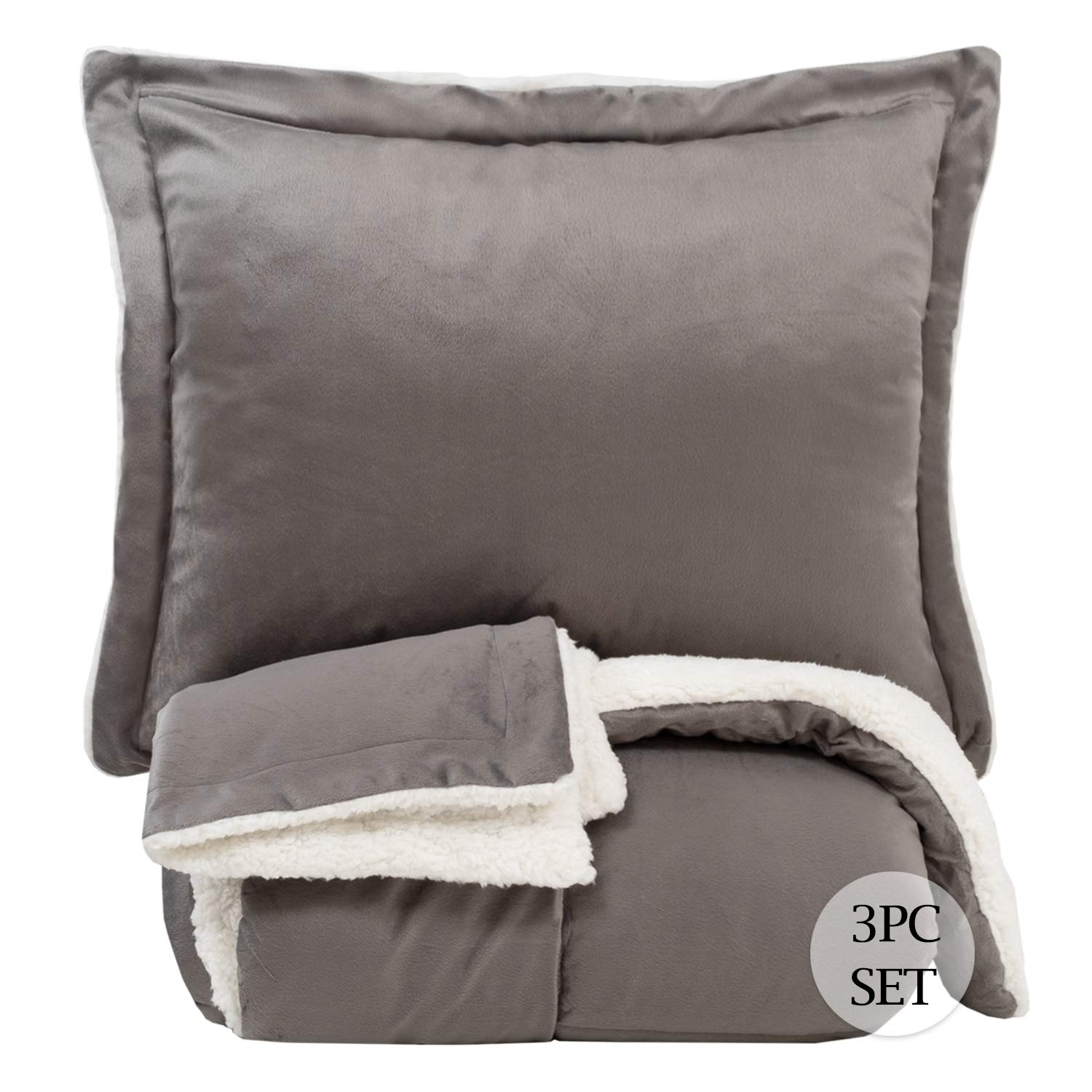 Sweet Home Collection Comforter Set 3 Piece Sherpa Soft and Luxurious ...