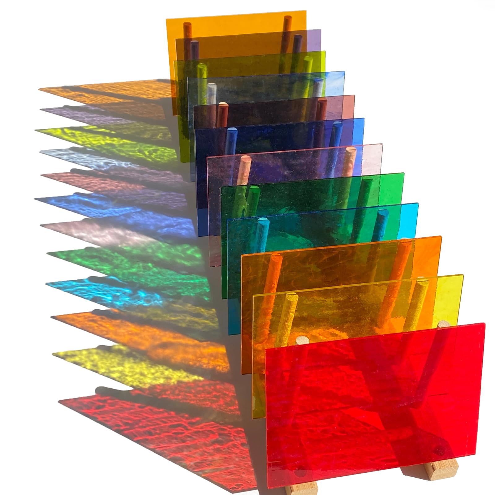 Mua 12 Sheets Transparent Stained Glass Sheet Variety Pack, 4 x 6 inch ...