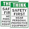 Amazon.com: Think Safety First Sign- 2 Pack, 10x14 Inches Wear Personal ...