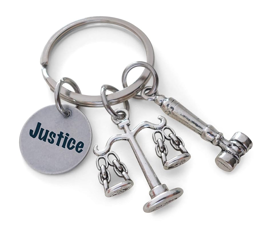 Amazon.com: Custom Keychain with Engraved Tag and Scales of Law & Gavel ...