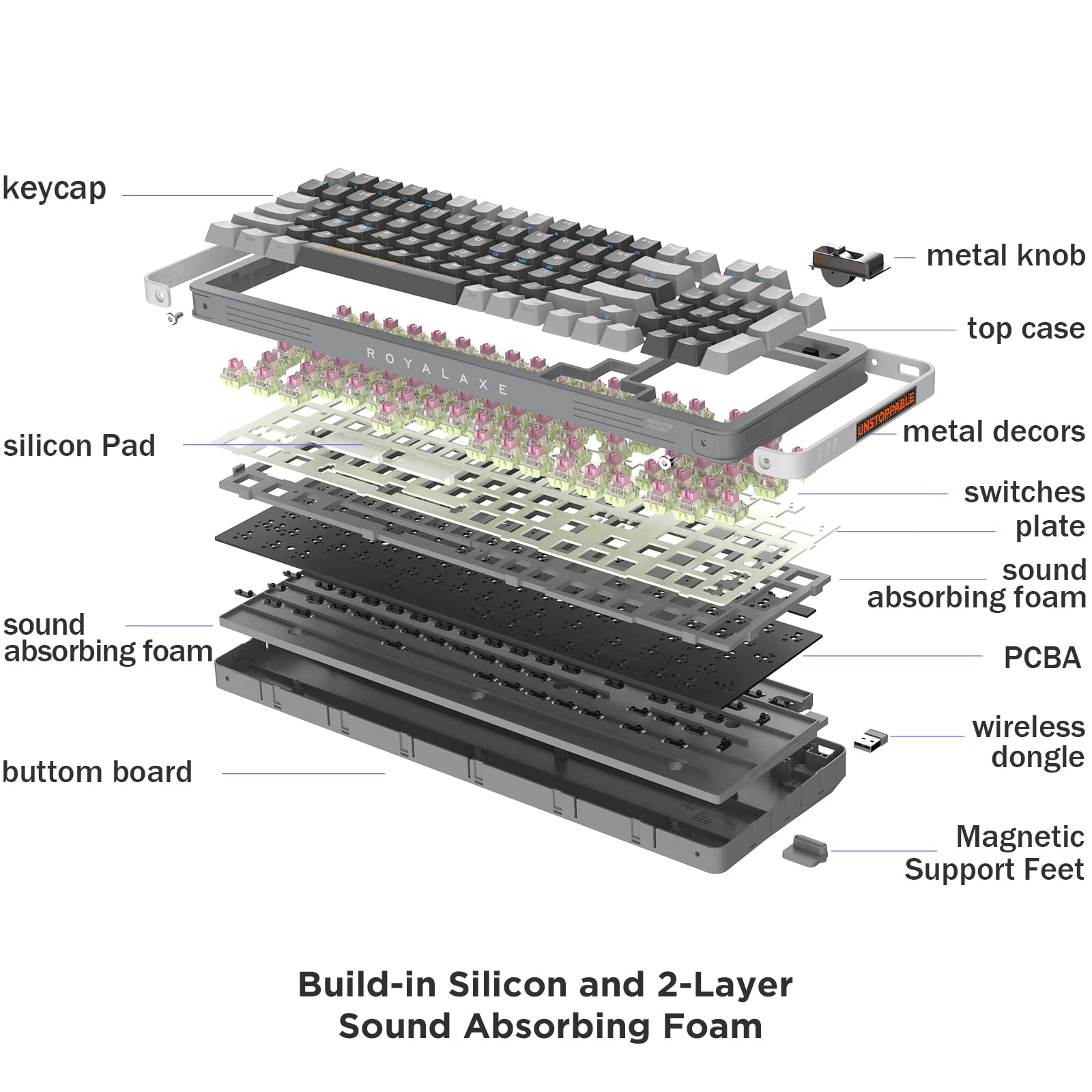 Mua YUNZII Y98 Hot Swappable Wireless Mechanical Keyboard with Metal Knob,1800 Layout, RGB ...
