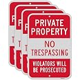 Amazon.com : Large (4 Pack) Private Property No Trespassing Sign, Metal ...