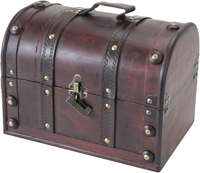 HMF 6404-130 Cofre del Tesoro de Madera con Candado | 30 x 20 x 22 cm ...