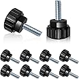 10PCS Carbon Steel Threaded Thumbscrew M4 x 10 mm Thumb Screws Black Round Clamping Screws ...