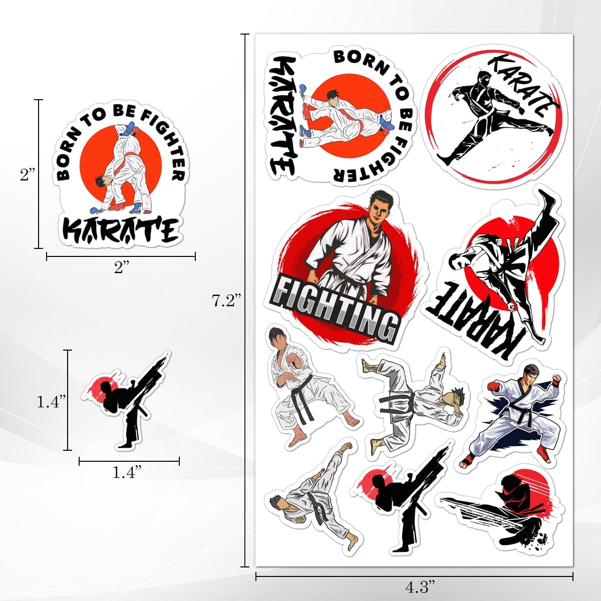 Mua 50 Pack Pcs Karate Stickers for Water Bottles Waterproof Vinyl ...