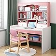 Amazon.com: QQXX Height Adjustable Desk and Chair Set,Wooden Chi-*ld ...