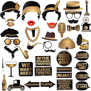 Amazon.com: BizoeRade Roaring 1920's Party Photo Booth Props, 42pcs ...