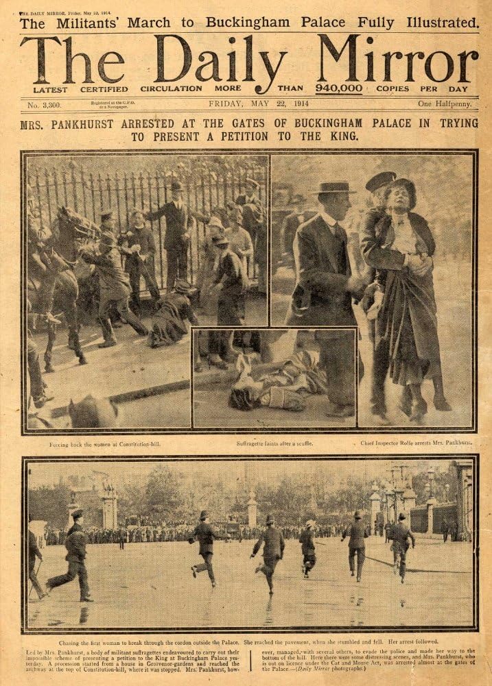 Vintage Suffragette Emily PANKHURST Arrested at The Gates of Buckingham ...