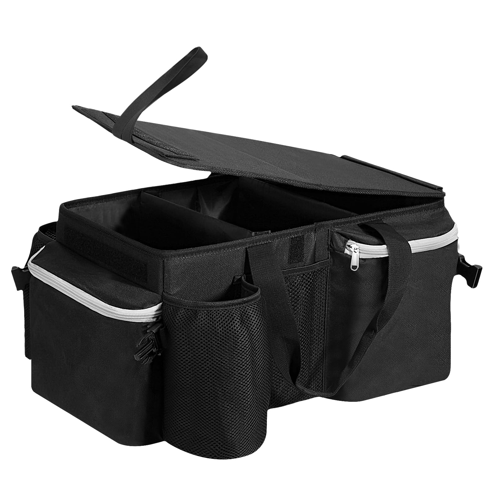 Premium Car Organizer with Lid - Front & Back Seat Caddy, Multiple ...