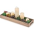Amazon.com: Hanobe Rectangular Long Narrow Tray: Rustic Wooden Decorative Serving Centerpiece ...
