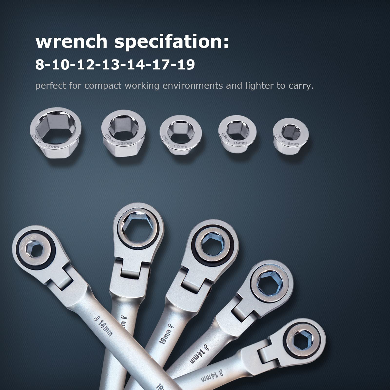 Mua LOSCHEN 180°Flex-Head Ratcheting Combination Wrench Set 7-in-1 ...