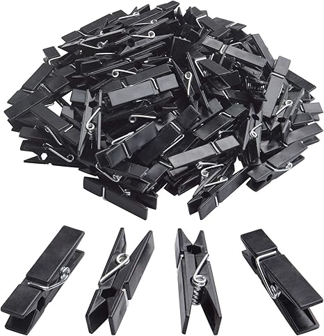 BronaGrand Plastic Mini Clips, 100pcs Mini Plastic Clips Black Photo ...