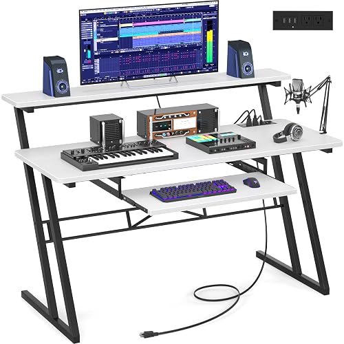 Armocity 47" Music Desk with Power Outlet - Studio Workstation for ...