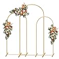 Amazon.com : PATPROPS Metal Wedding Arch Backdrop Stand,3-Piece Gold ...