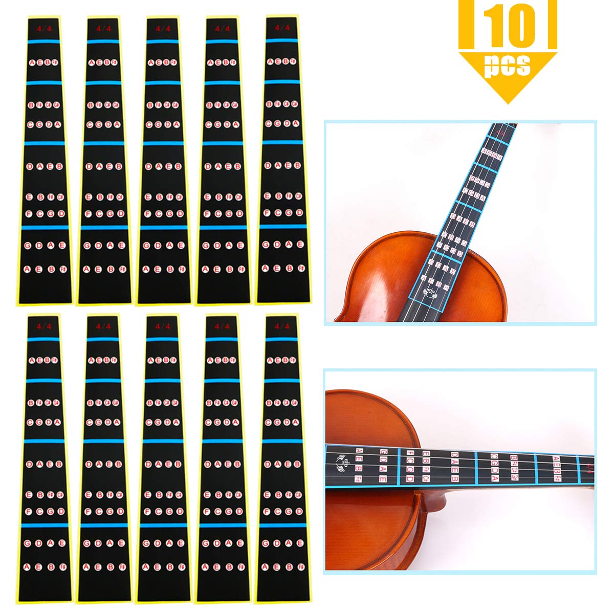 Heatoe 10 Pack 4/4 Full Size Violin Finger Guide Sticker, Violin Notes ...