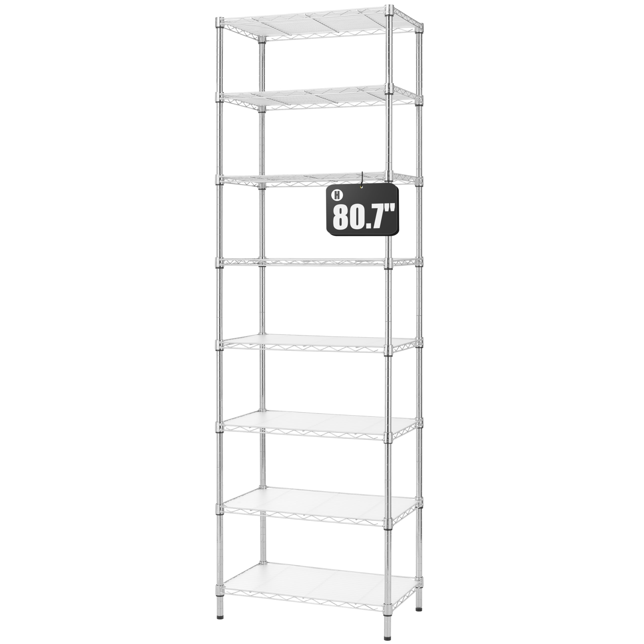 Finnhomy 8-Tier Wire Shelving Unit Adjustable Steel Wire Rack Shelving ...