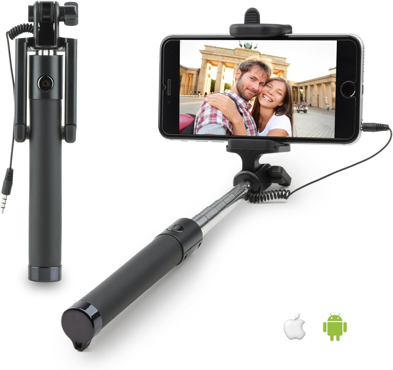 Selfie Stick - Wired Selfie Stick for iPhone SE/6S/6S Plus/6/6 Plus/5S ...
