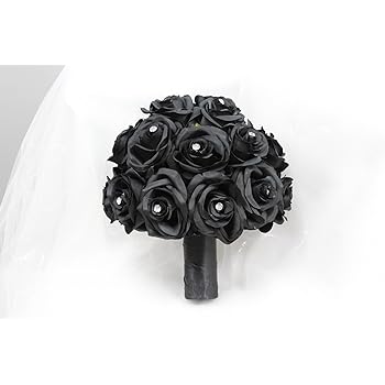 Amazon.com: Wedding Bouquet -Black Rose and Black Ribbon: Home & Kitchen