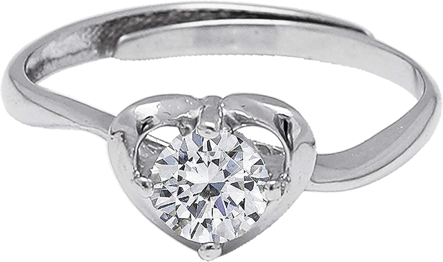Buy GIVA 925 Sterling Silver Zircon Embrace Heart Ring, Adjustable ...
