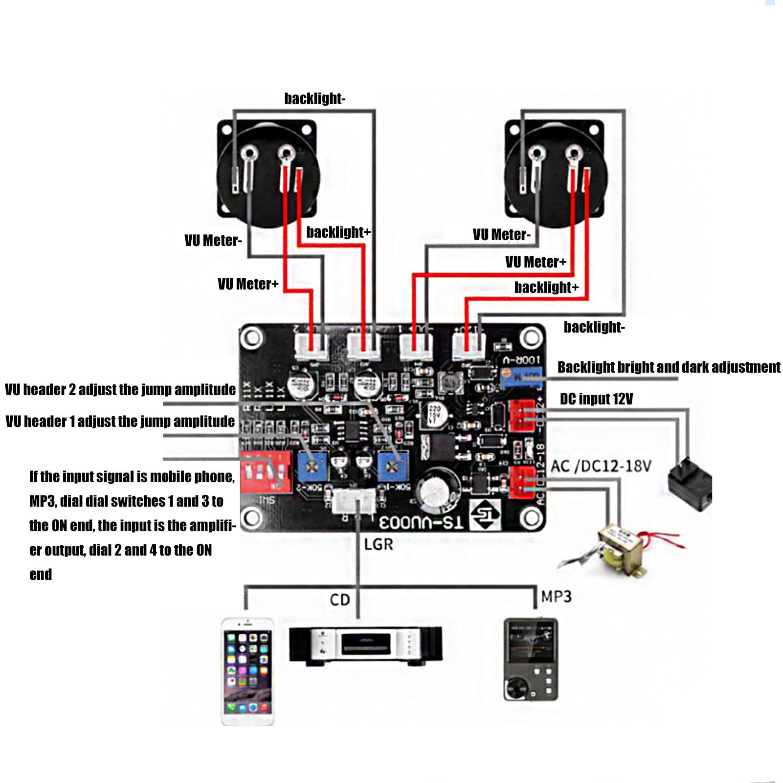 Mua TS VU003 VU Meter Driver Board, Adjustable VU Meter Driver Panel ...