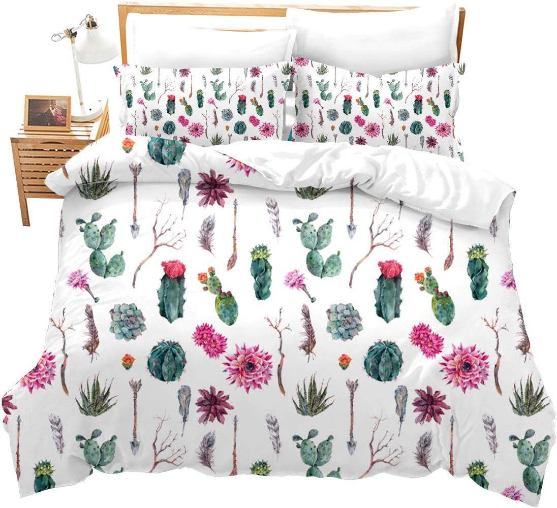 Amazon.com: Feelyou Cactus Printed Pattern Bedding Set Full Size ...