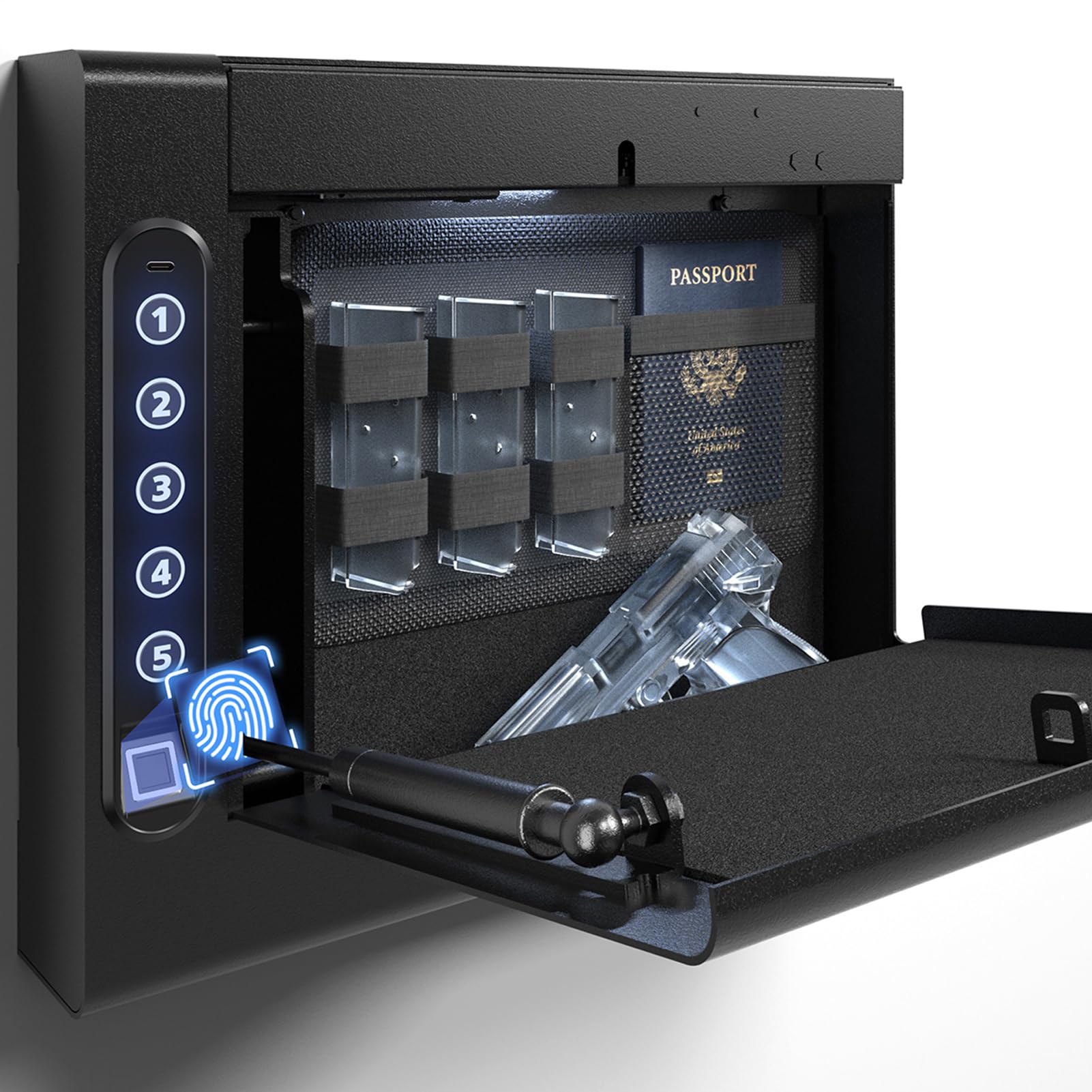 Xdeer Wall Safe, Biometric Gun Safes for Pistols, Quick-Access Handgun ...