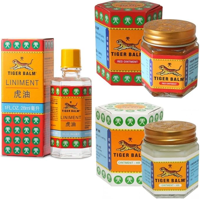 Tiger Balm Red & White Ointment 30gm/Jar + Tiger Balm Liniment 28ml ...