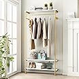 Amazon.com: Smlttel Gold Wall Clothing Racks with White Shelves, Wall ...