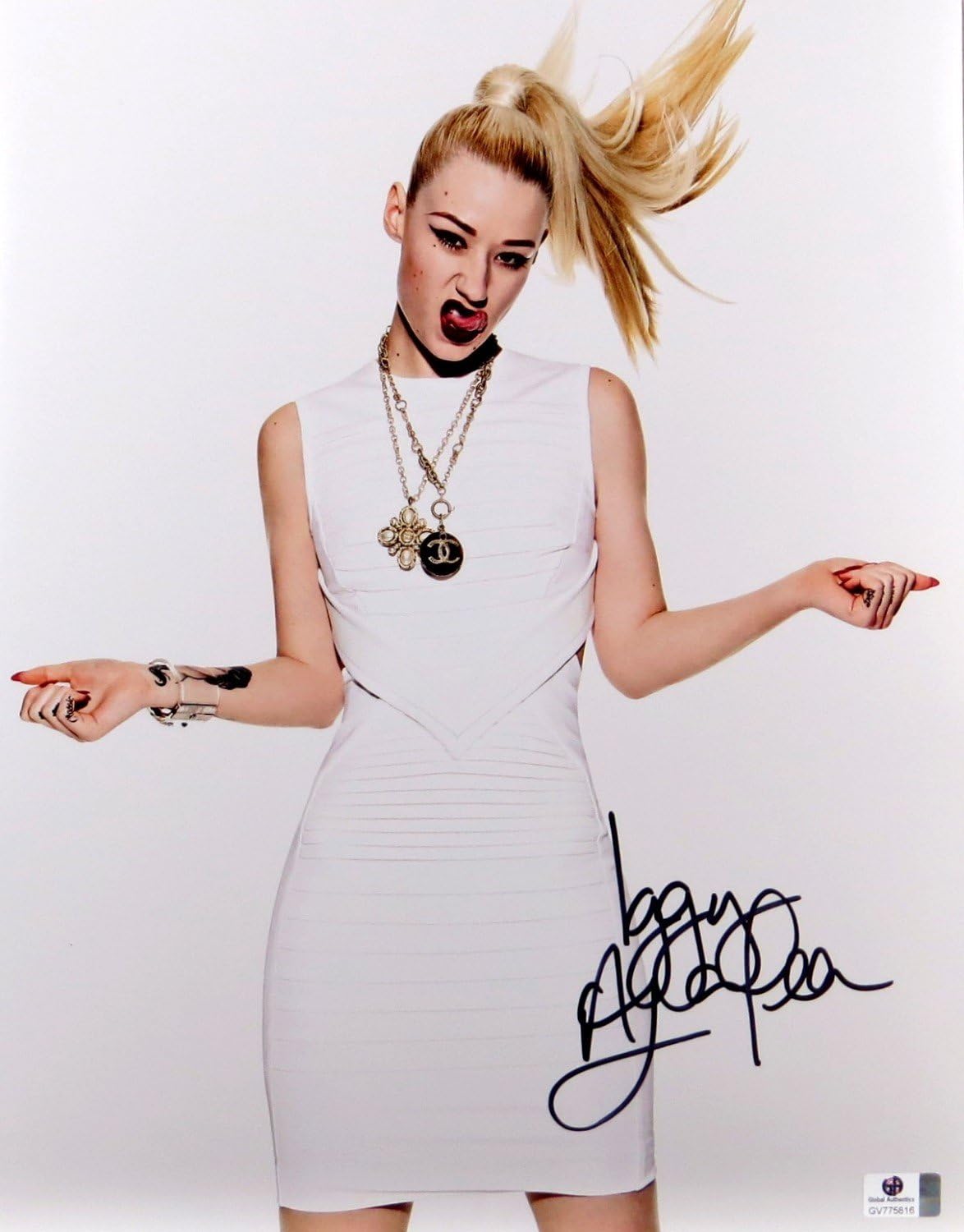Iggy Azalea Signed Autographed 11X14 Photo Sexy Tongue White Dress JSA ...