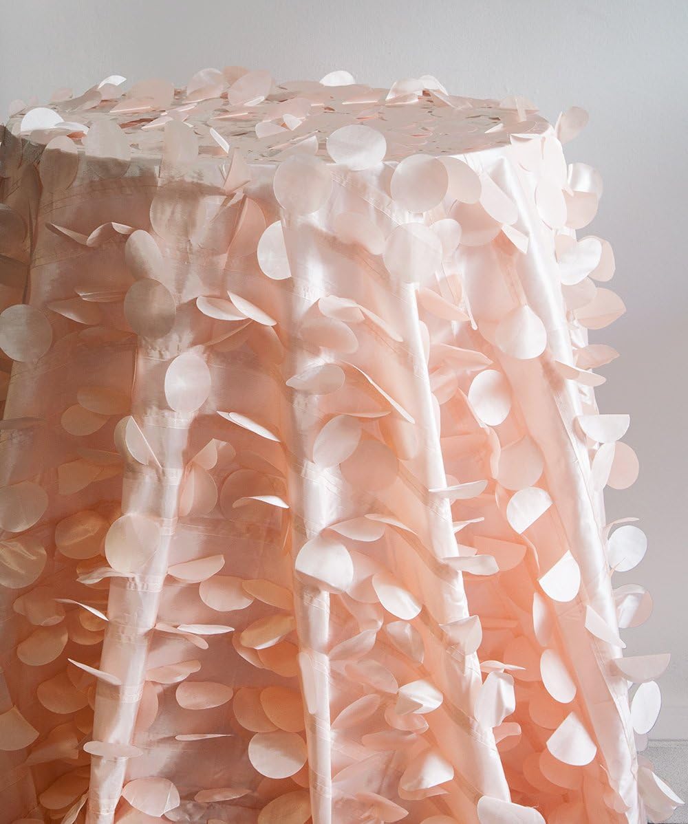 Petal Taffeta Table Cloth White and Peach 132" and 90" X 90" Wedding ...