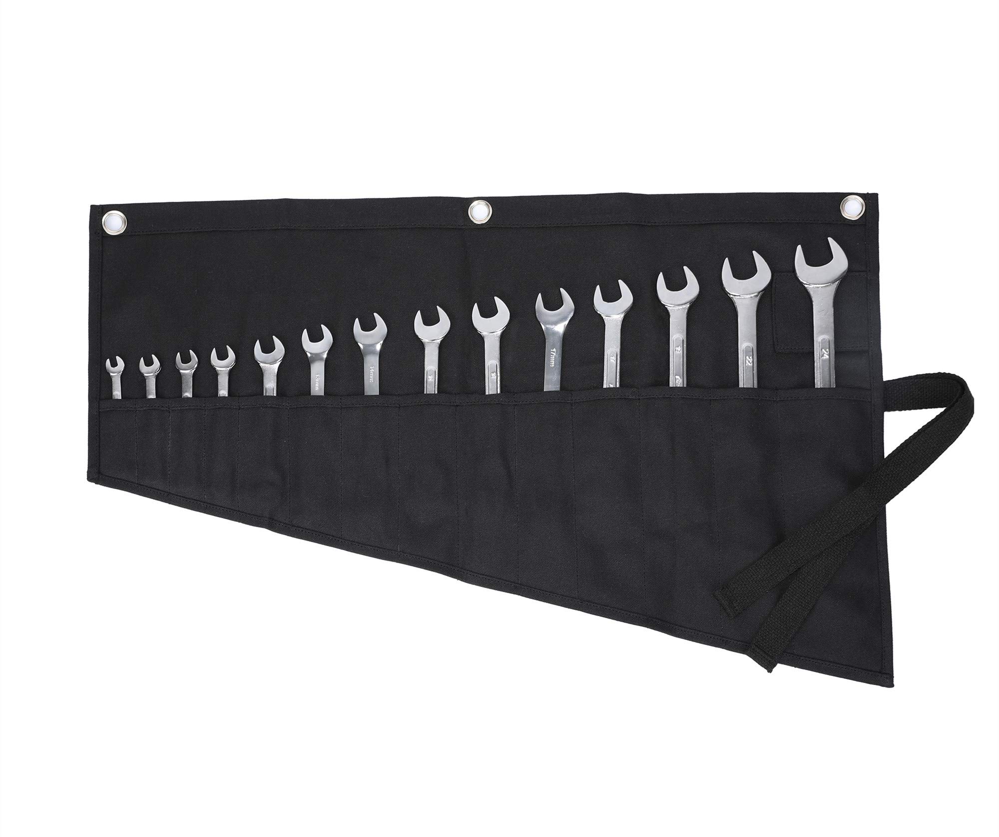 Tool pouch, Heavy Duty 16oz Waxed Canvas Wrench Roll Up Bag, Multi ...