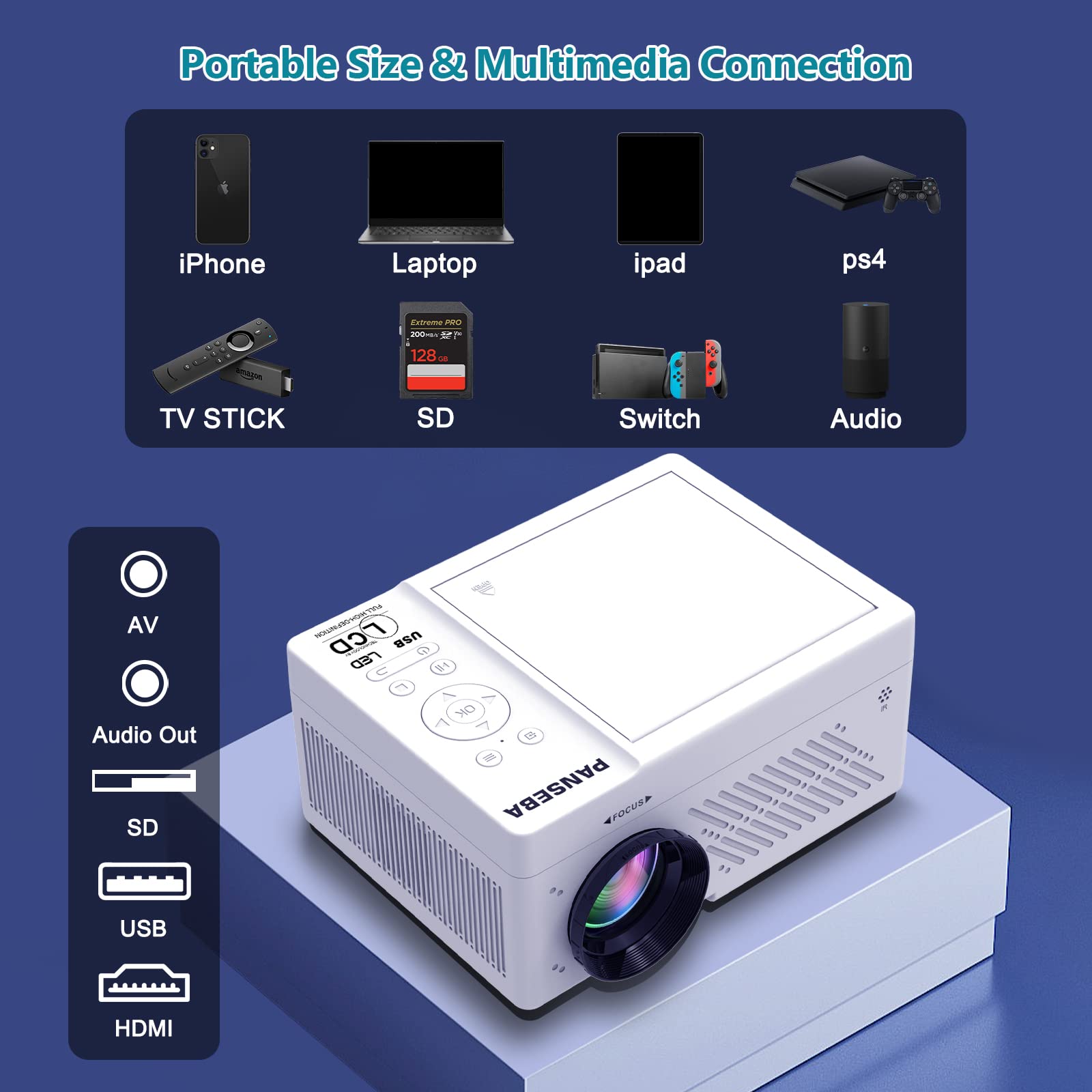 Mua PANSEBA Projector with Two-way Bluetooth, Mini Projector with ...