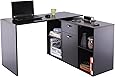 HOMCOM MDF Dual-use Adjustable Large L-Shaped Computer Desk Laptop ...