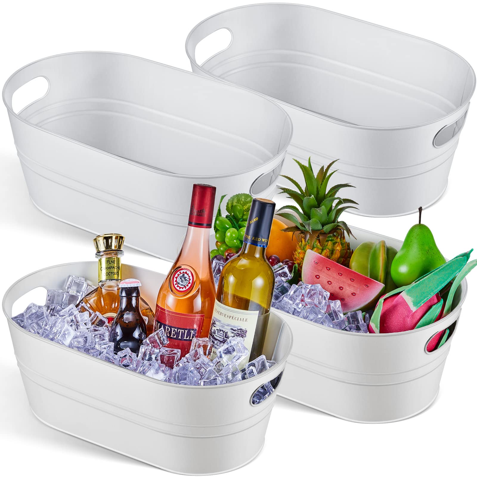 4 Pcs 4 Gallon Galvanized Metal Ice Buckets Beverage Tubs for Parties ...